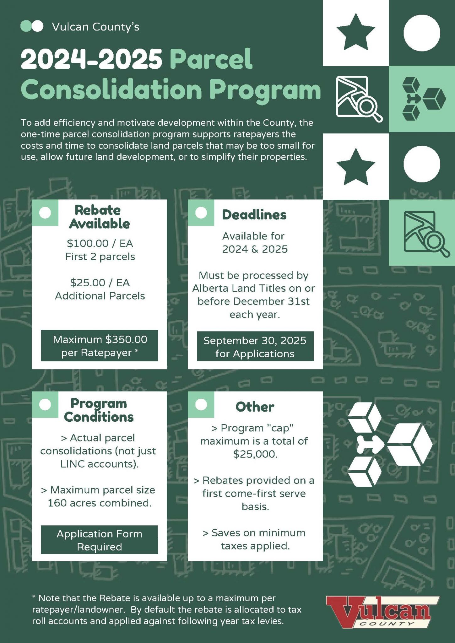 New Parcel Consolidation Program – Vulcan County